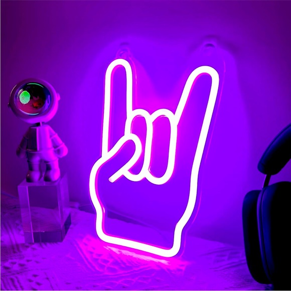Urban Outfitters | Wall Decor | Retro Purple Rock On Hand Sign Gesture ...